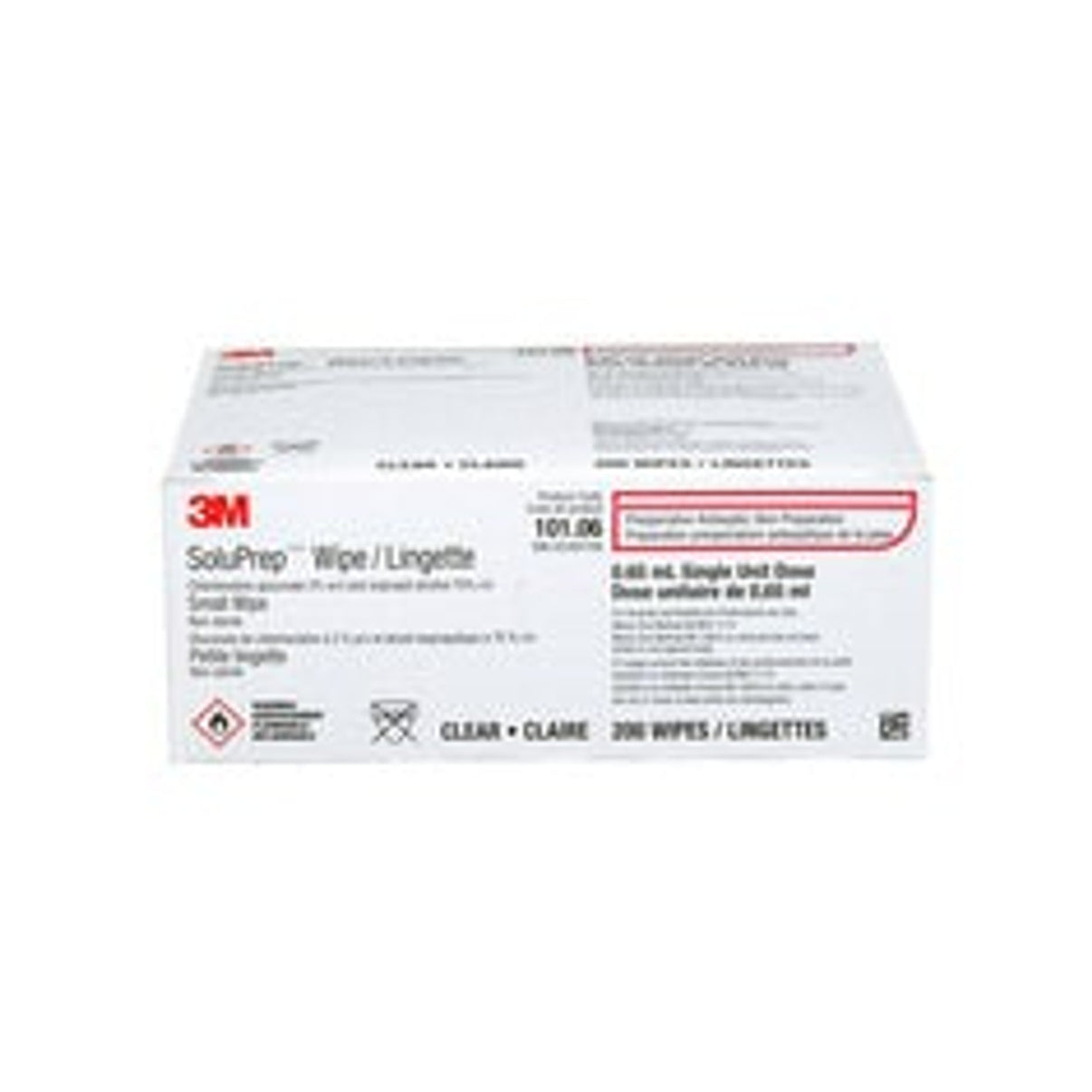 3M™ SoluPrep™ Wipe 101.06, Small, Clear, 2% w/v CHG, 70% v/v IPA, 200 ...
